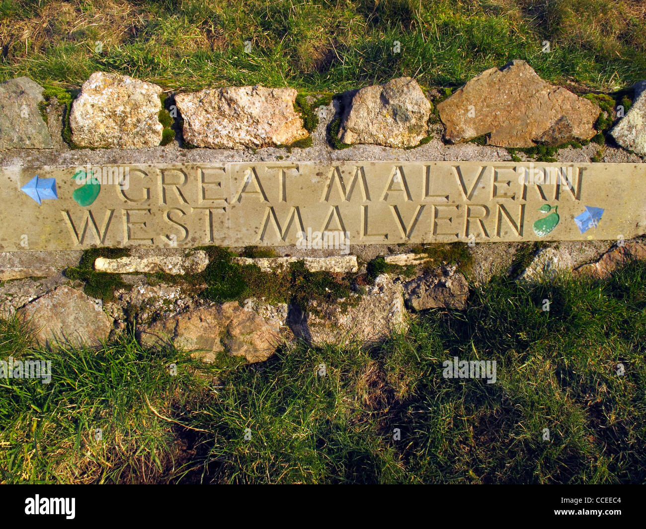 Footpath sign in the Malvern Hills, Worcestershire, England, UK Stock ...