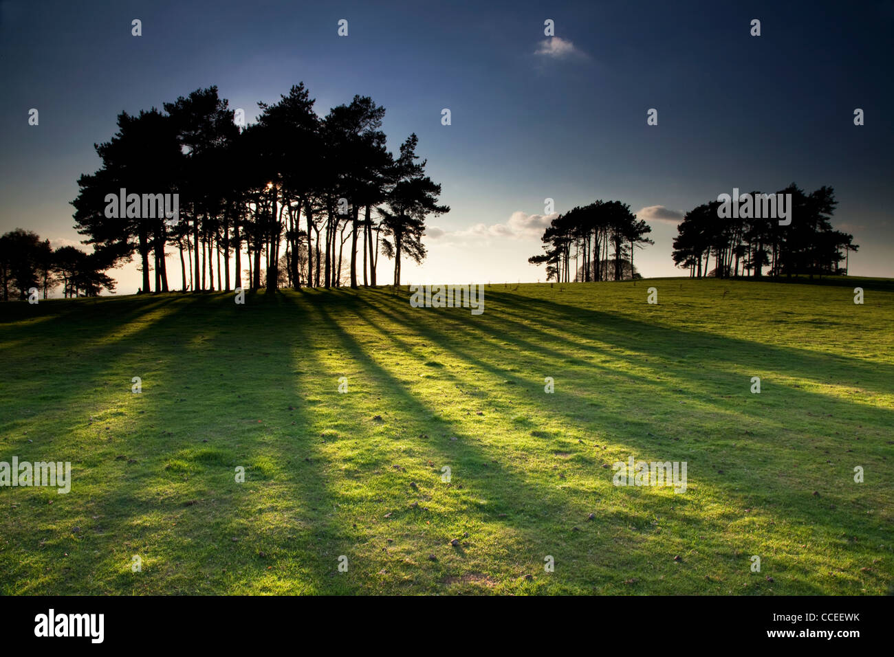 Evening shadows on Bredon hill, Worcestershire, England, UK Stock Photo ...