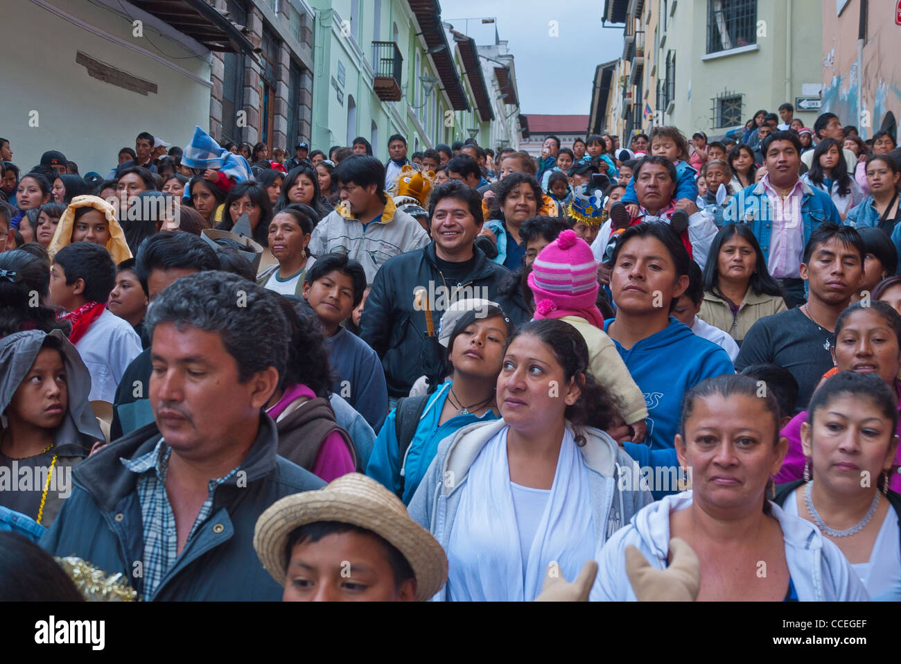 Parents of children in the annual children's Christmas parade in Quito ...