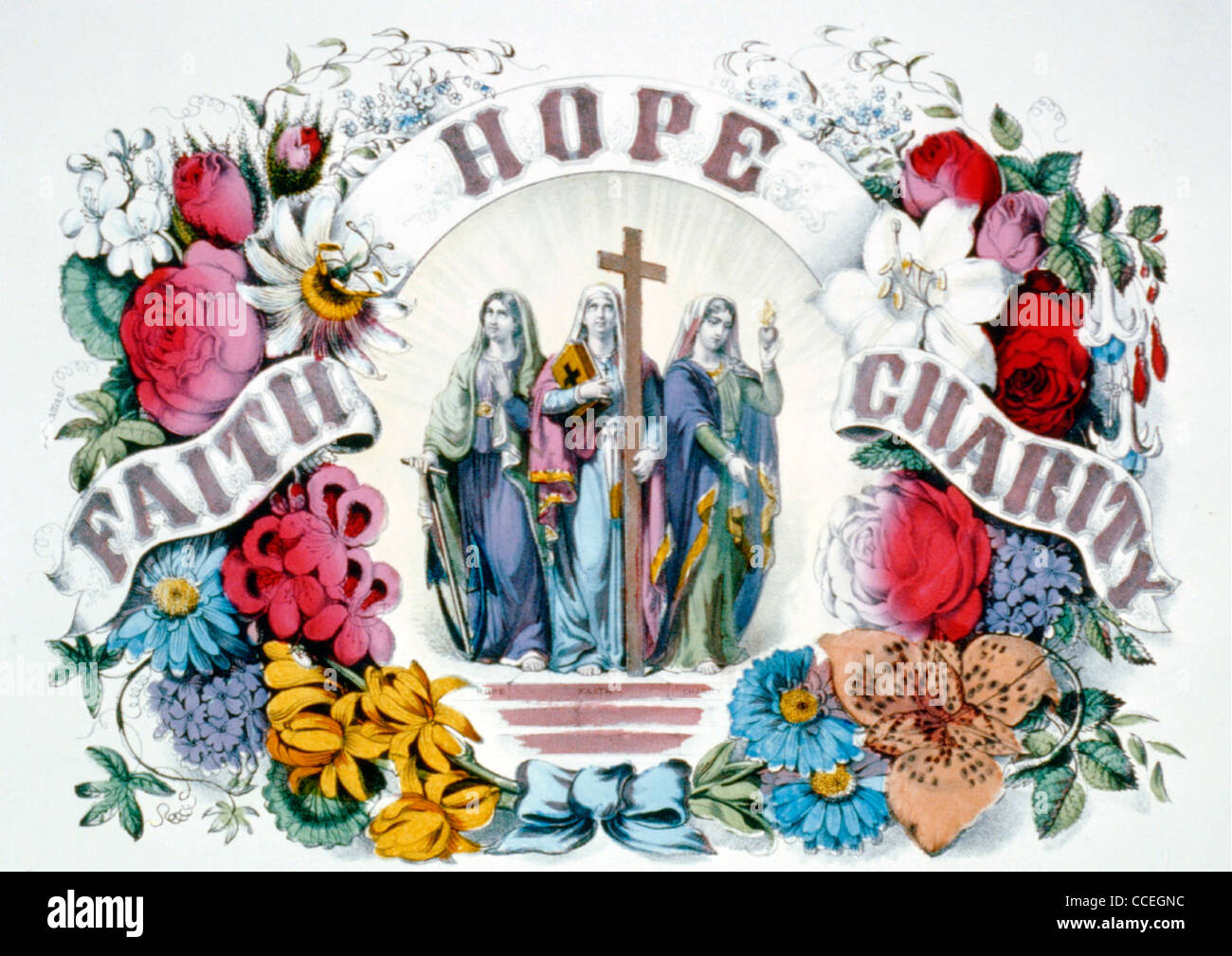 Faith Hope Charity Poster circa 1874 Stock Photo - Alamy