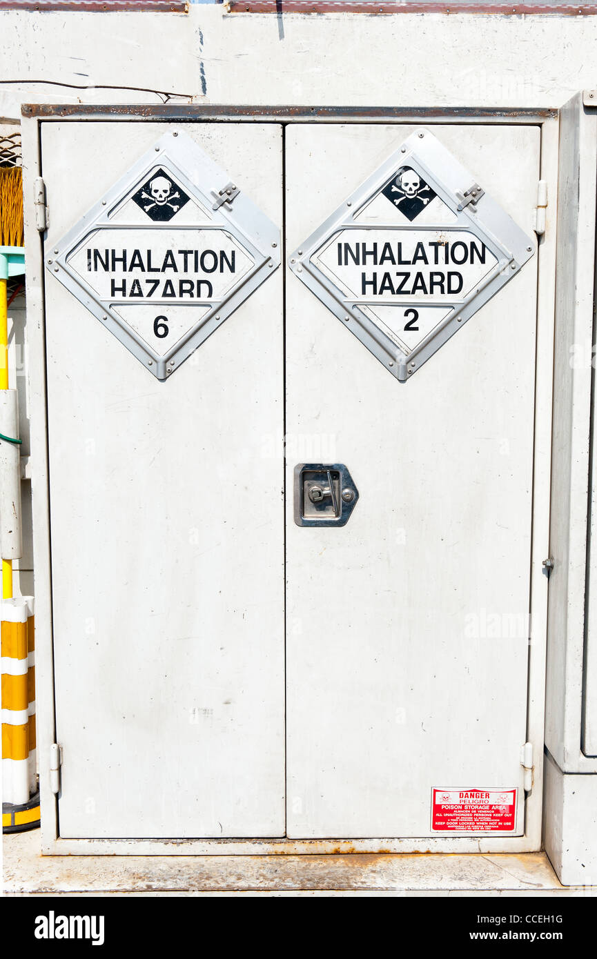 Hazard signs mounted on a fumigation truck Stock Photo - Alamy