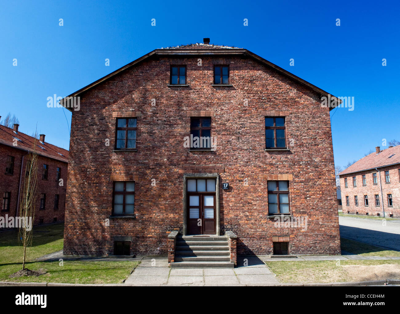 Building at the former prisoner of War concentration camp at Auschwitz ...