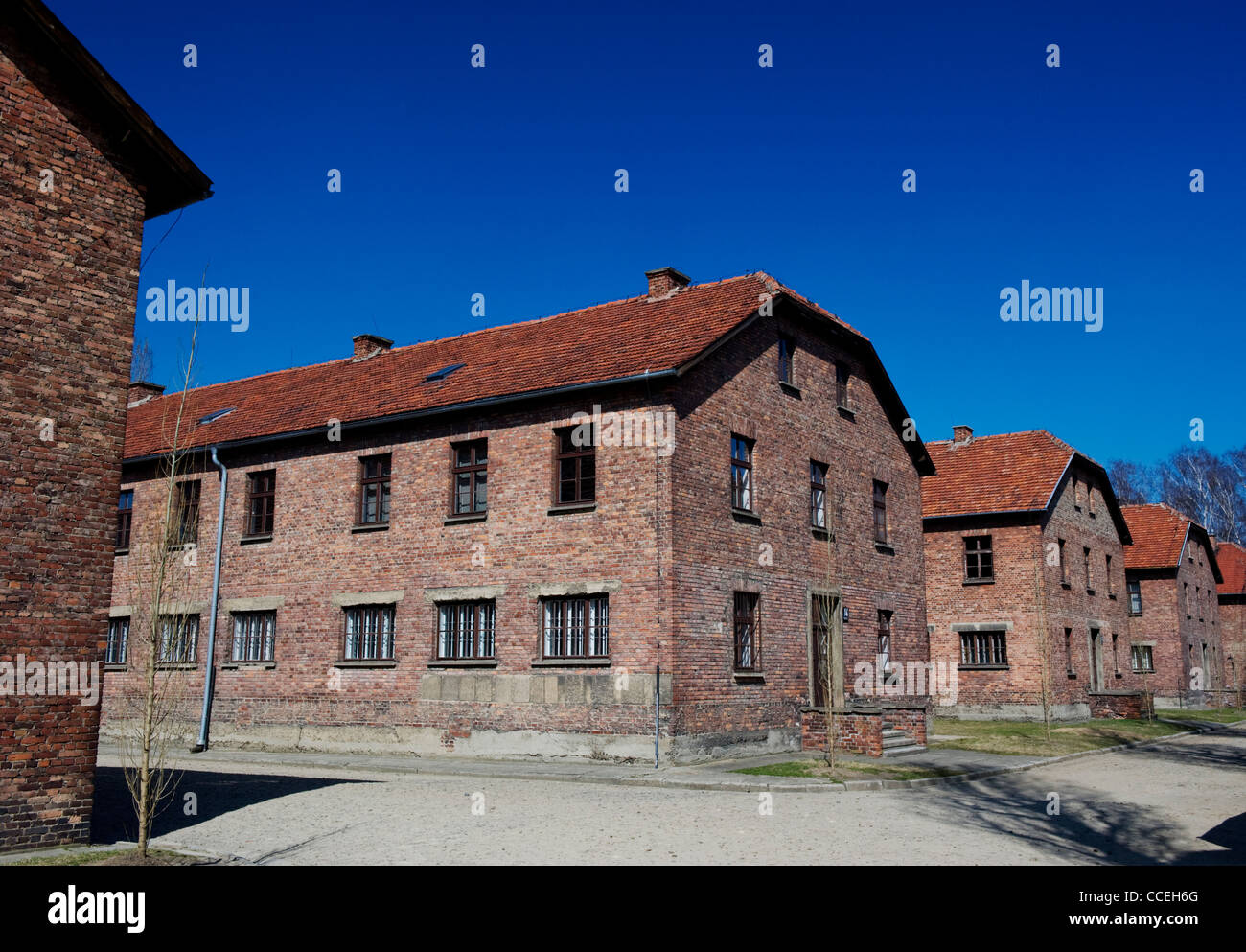 Building at the former prisoner of War concentration camp at Auschwitz ...