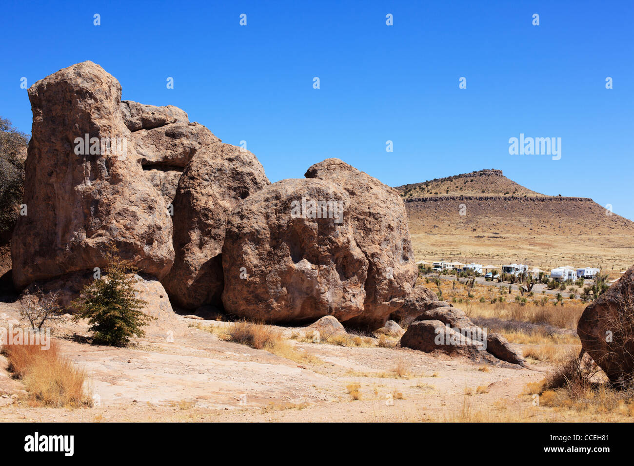 Eroded rock formations at City of Rocks State Park in New Mexico, USA ...