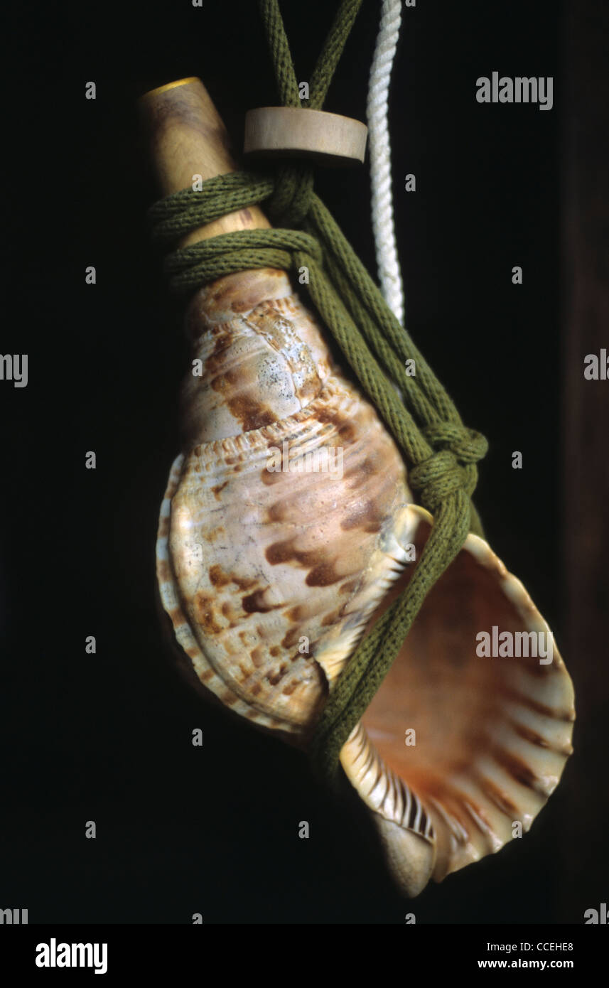 Musical instrument made of conch shell, Odawara Castle, Japan Stock ...