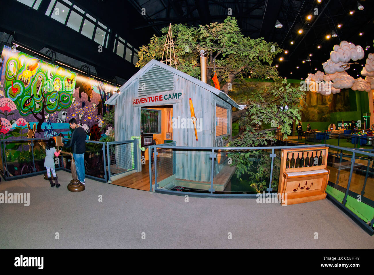 Father with daughter near Adventure camp pavilion, Please Touch Museum ...