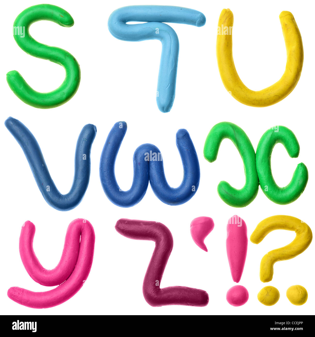 Plasticine alphabet isolated over white background, Lettrs S - Z Stock ...