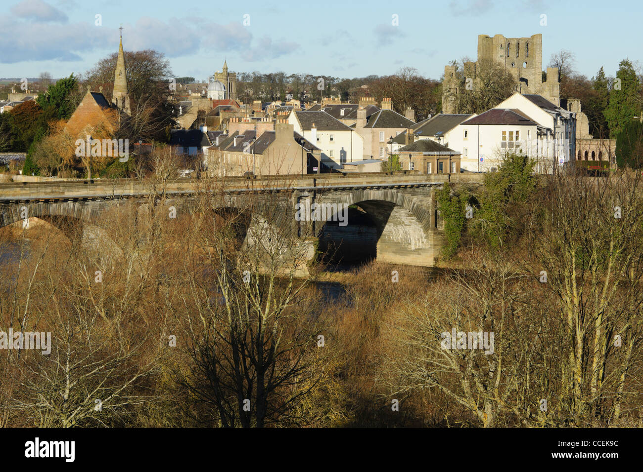 The town of Kelso, Scottish Borders, with the River Tweed and Rennie's ...