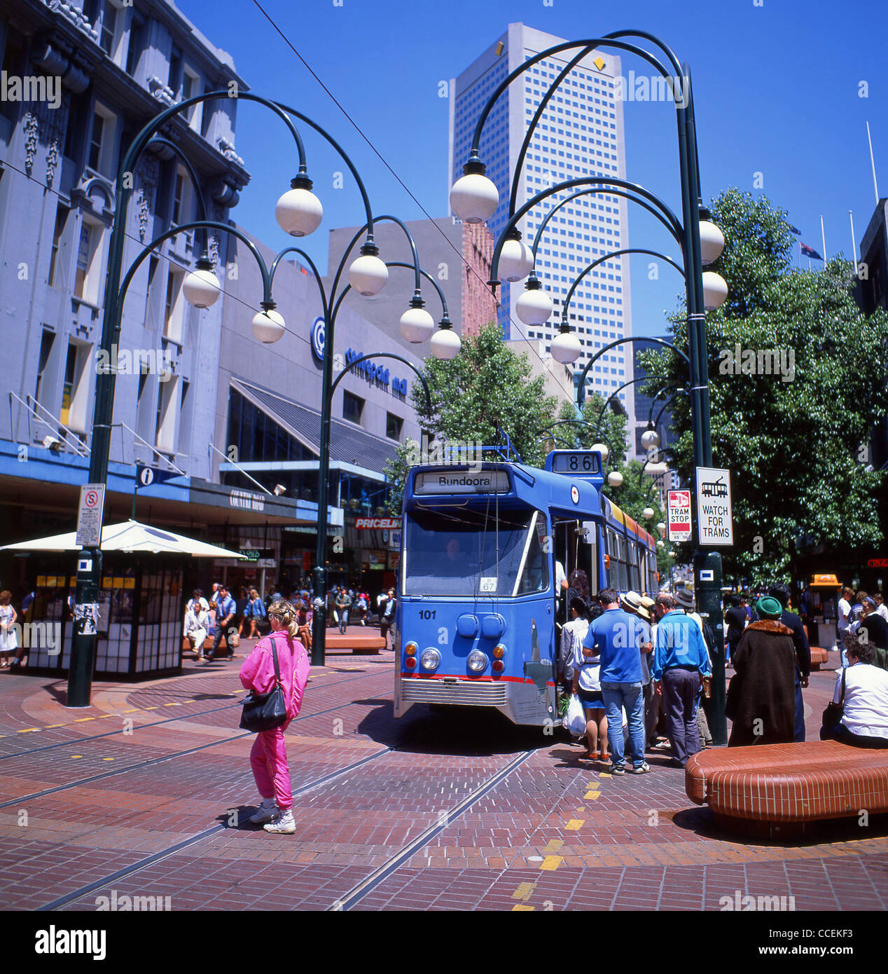 Melbourne tramway network on Bourke Street Mall, Melbourne, Victoria ...