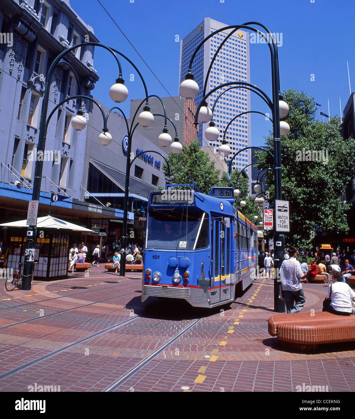 Melbourne tramway network on Bourke Street Mall, Melbourne, Victoria ...