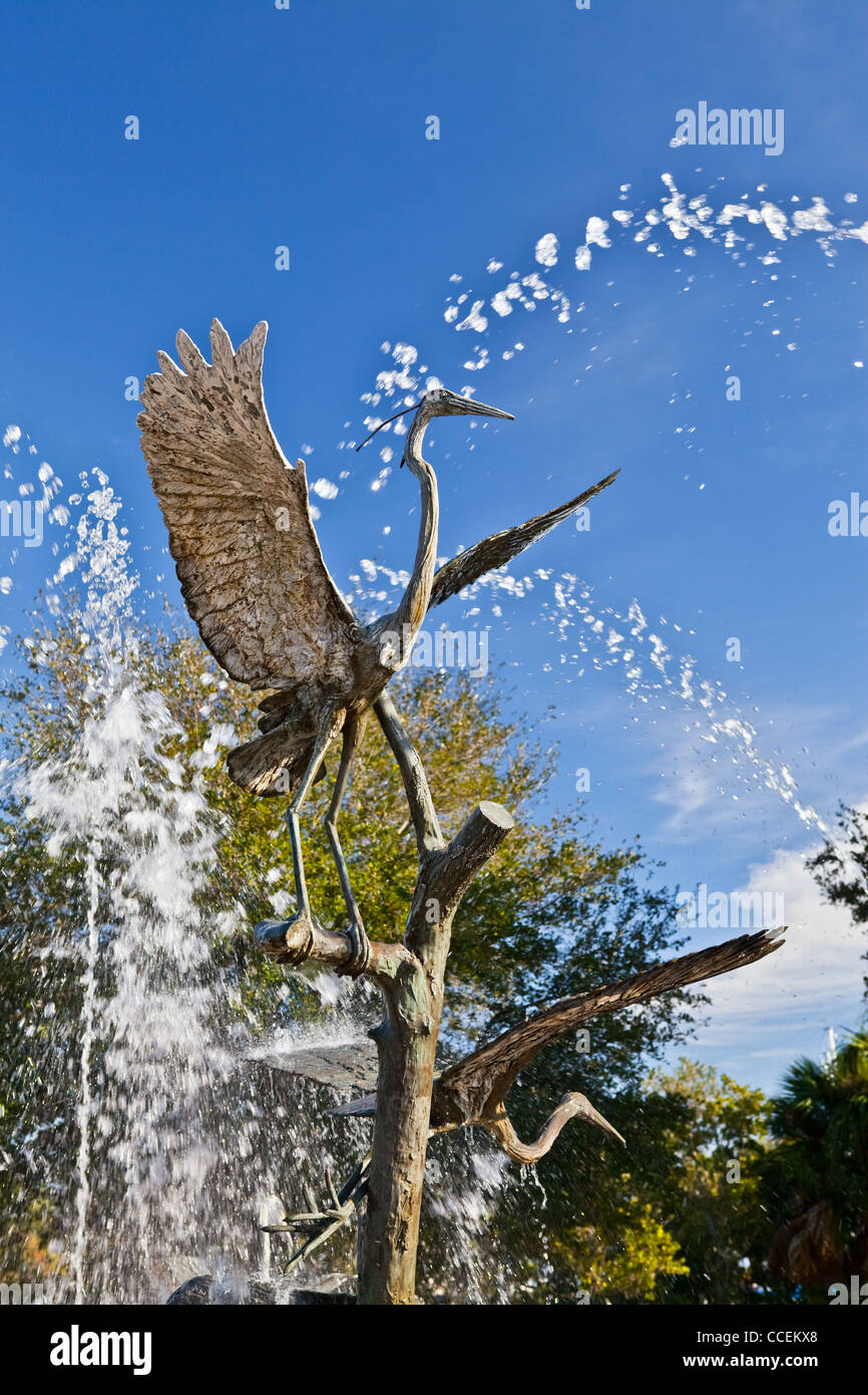 Heron Statue with Fountain - Safety Harbor, Florida Stock Photo - Alamy