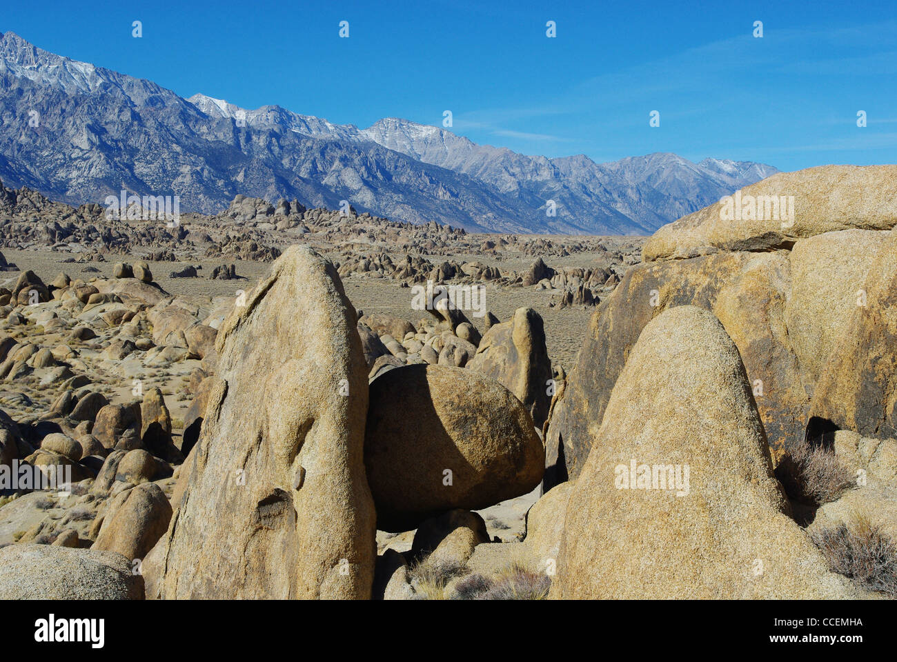 Bizarre rock formations, Alabama Hills and Sierra Nevada, California ...