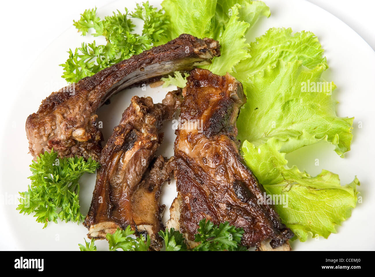 Grilled meat and vegetables isolated on white background Stock Photo ...
