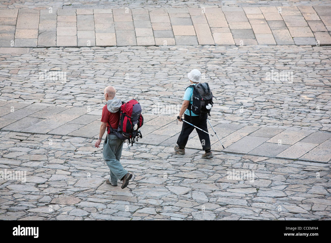Two pilgrims walking the camino de santiago hi-res stock photography ...