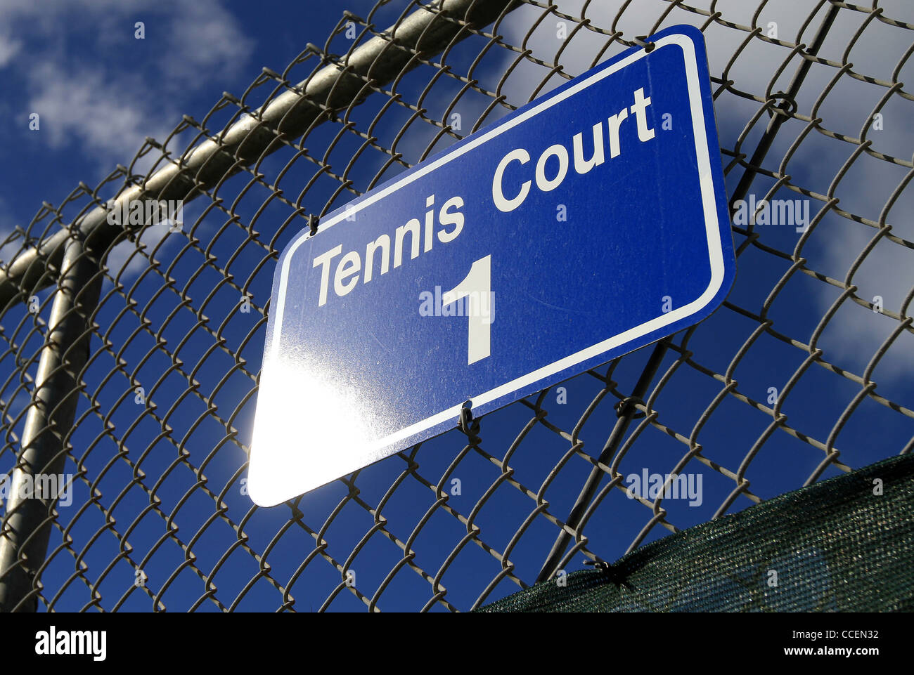 A sign displays on Tennis Court #1 Stock Photo - Alamy