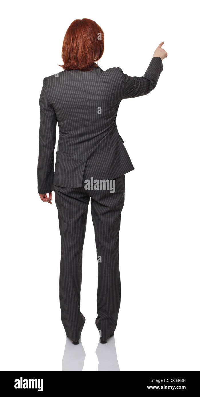 Woman pointing back view hi-res stock photography and images - Alamy