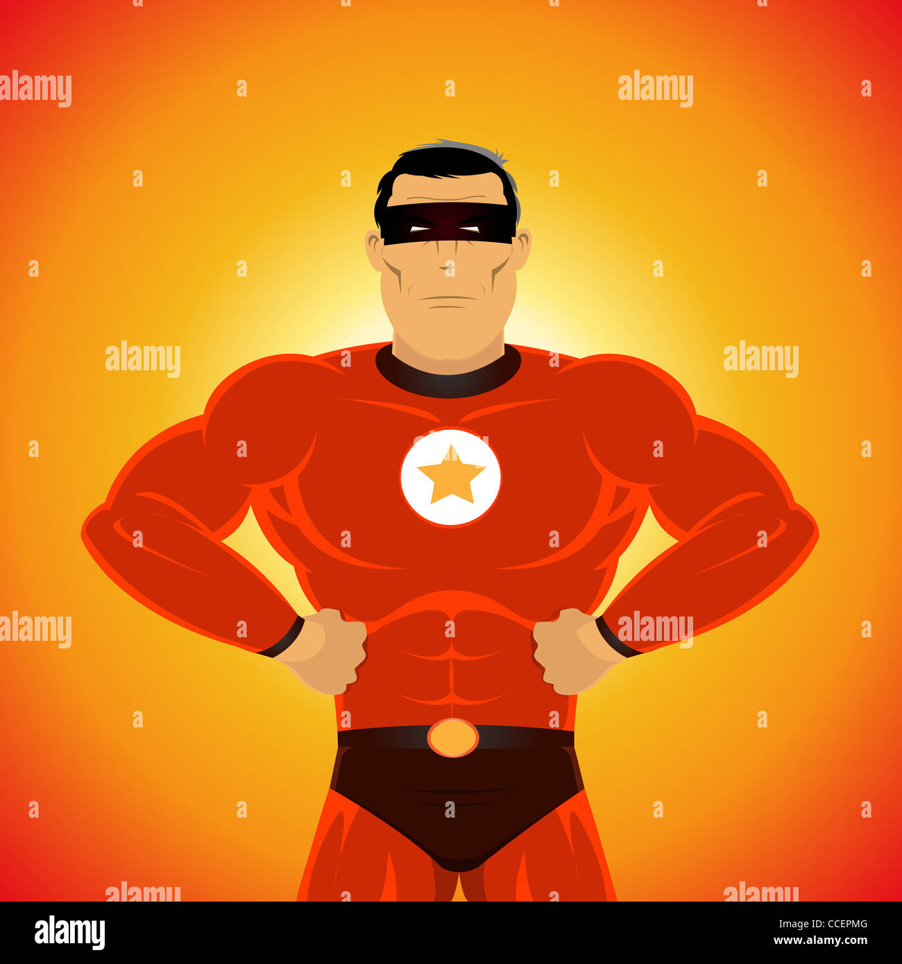 Illustration of a comic super-hero, standing proudly Stock Photo - Alamy