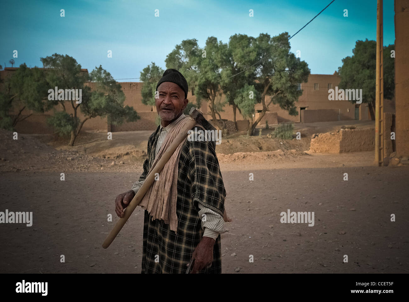 Trip in Morocco, Worker of the palm Stock Photo - Alamy