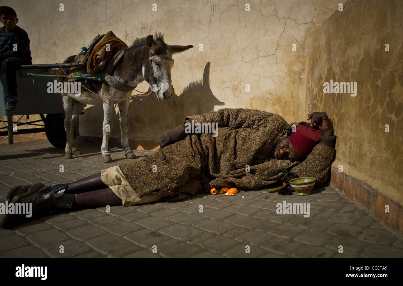 Morocco, Marrakech, The homeless in Marrakech Stock Photo - Alamy
