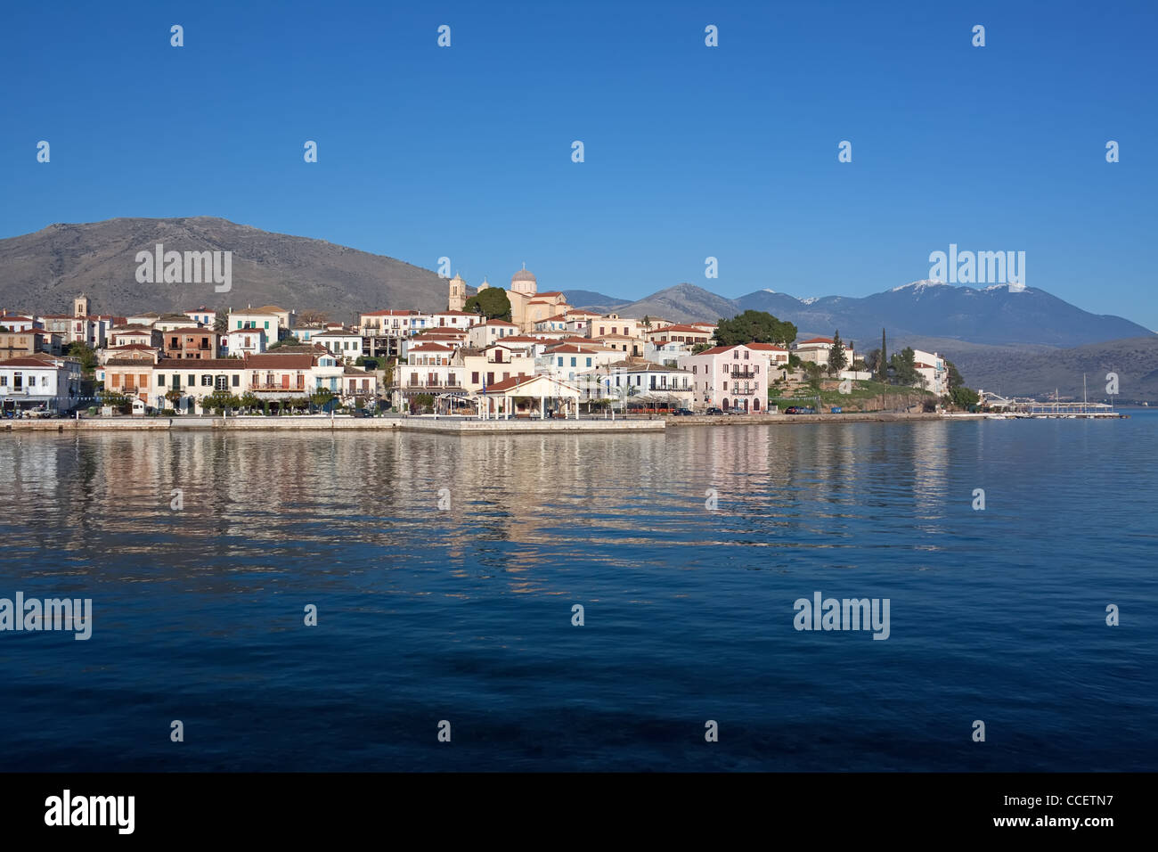 The waterfront of the historic and nautical town of Galaxidi, central ...