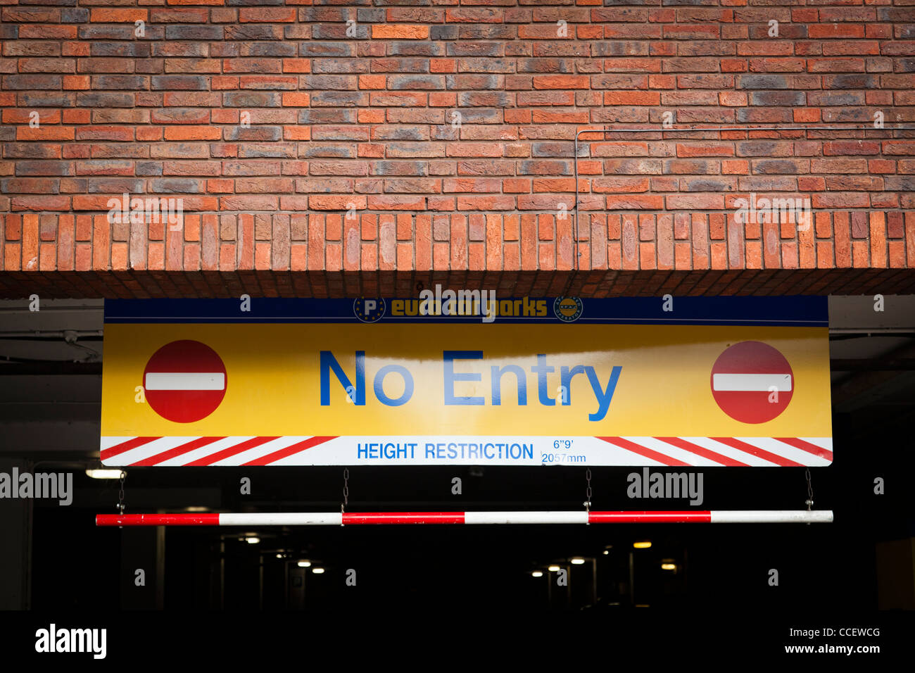 No Entry sign and height barrier at the entrance to a multi-story car ...