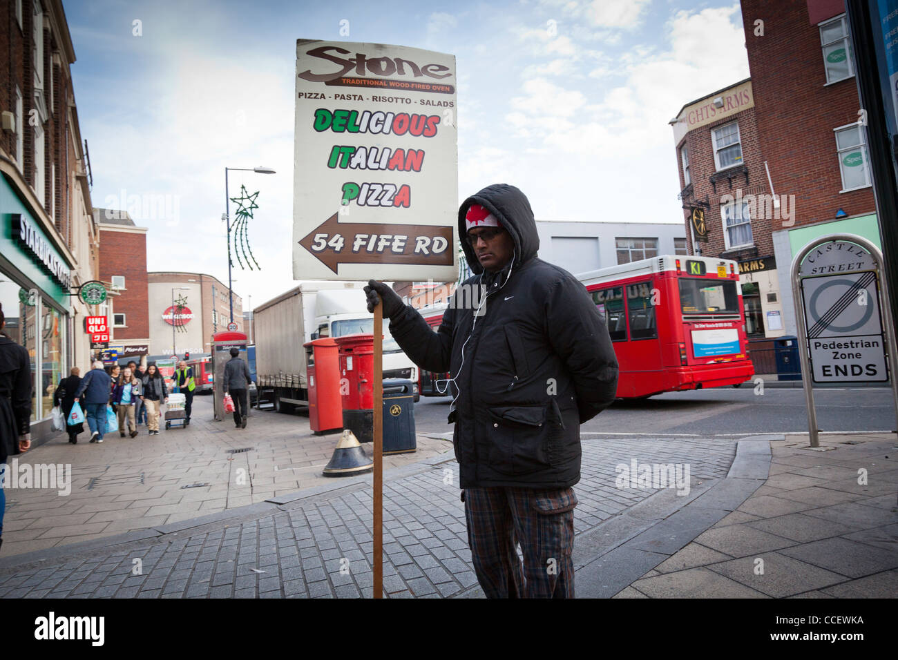 Placard man advertising street hi-res stock photography and images - Alamy