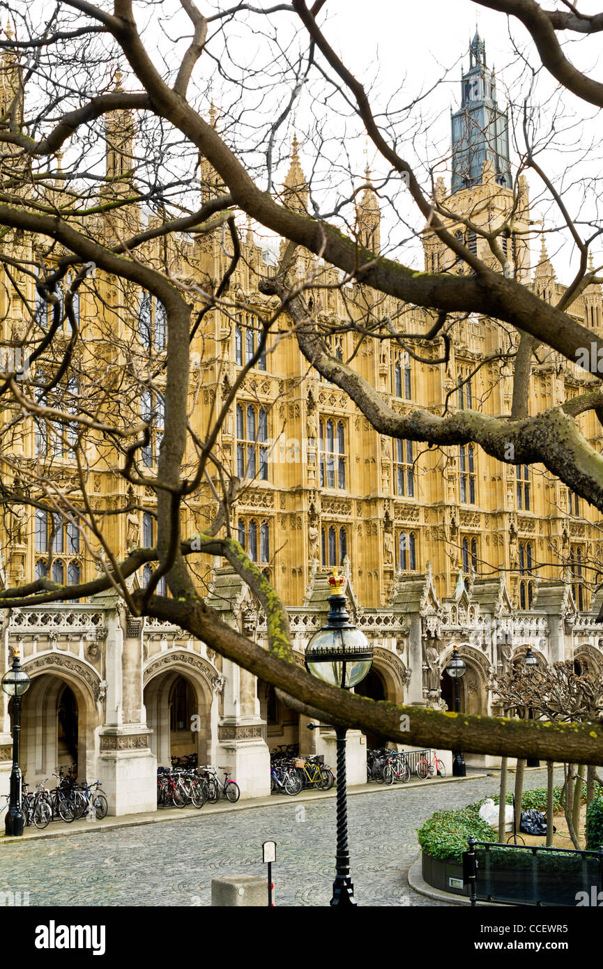 Bicycles parked under the archways of the passageway outside the House ...