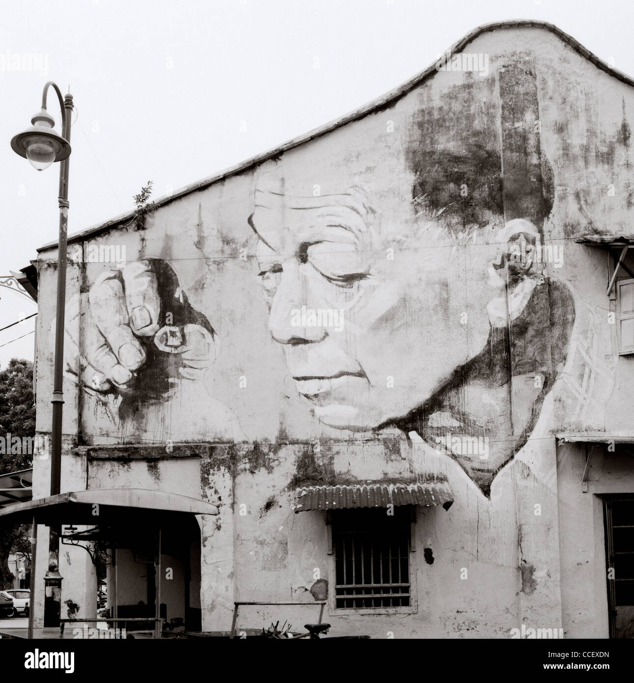 Wall painting in George Town in Penang Island in Malaysia in Far East ...