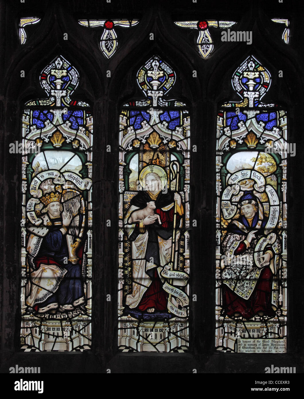 A stained glass window by C E Kempe & Co. depicting King David, The ...