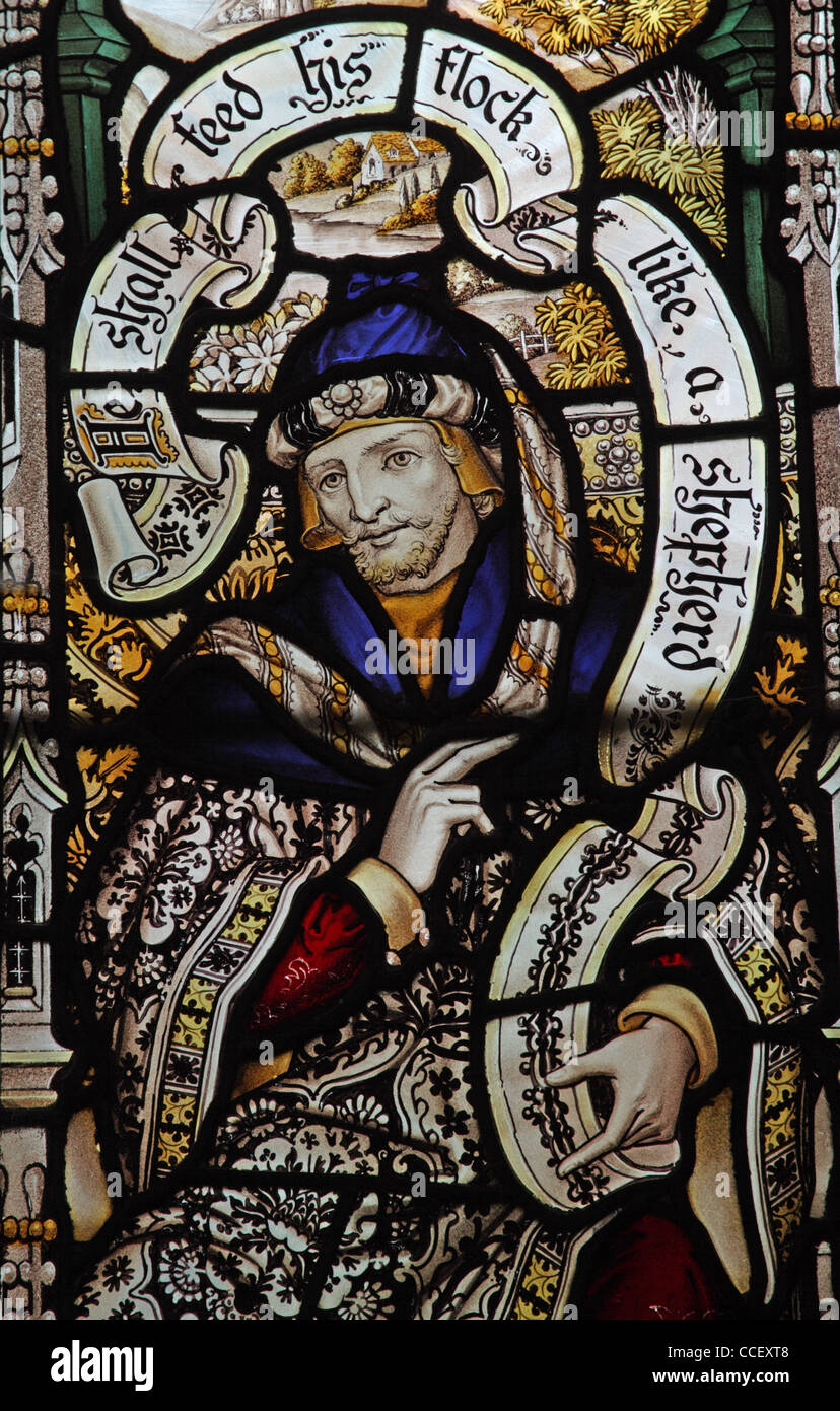 A stained glass window by C E Kempe & Co. depicting the Prophet Isaiah ...