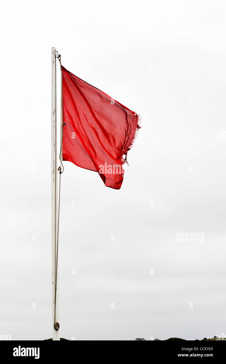 Red warning flag at RAF Donna Nook military firing range, Lincolnshire ...