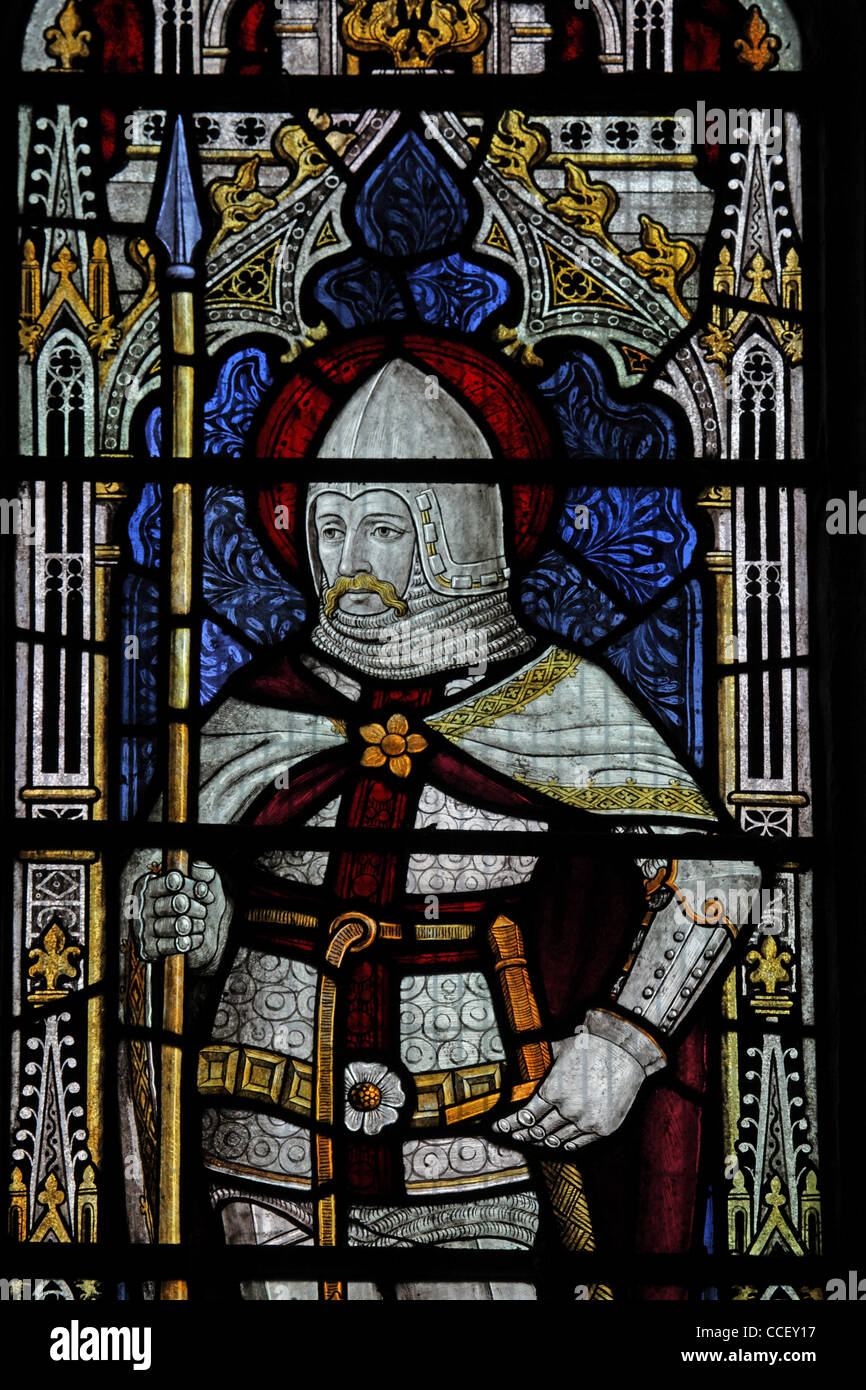 A stained glass window depicting St George Stock Photo - Alamy