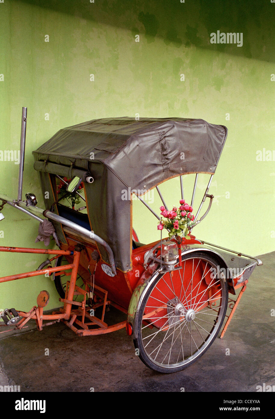 Tourist rickshaw in George Town in Penang Island in Malaysia in Far ...