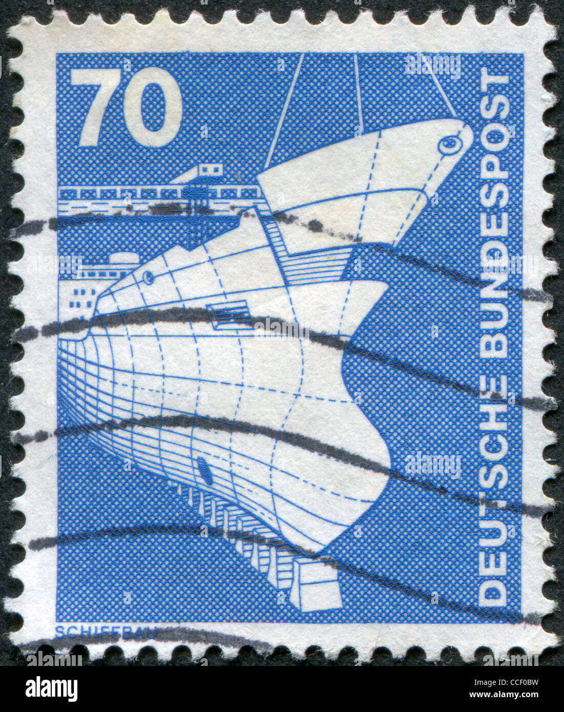 GERMANY - CIRCA 1975: A stamp printed in Germany, is shown Shipbuilding ...