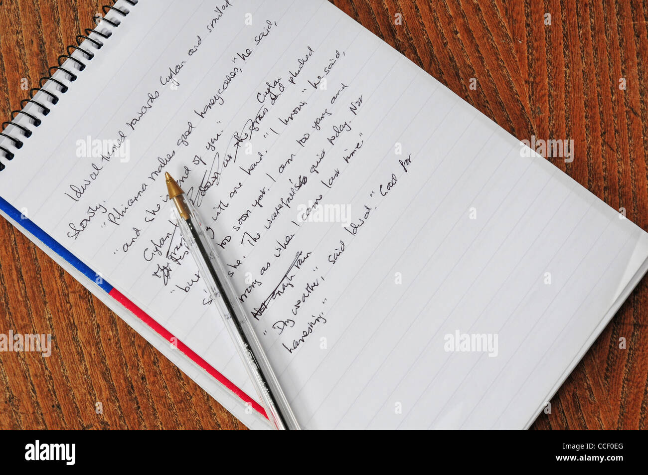 Scribbled rough draft. Notepad. Ball Point pen Stock Photo - Alamy