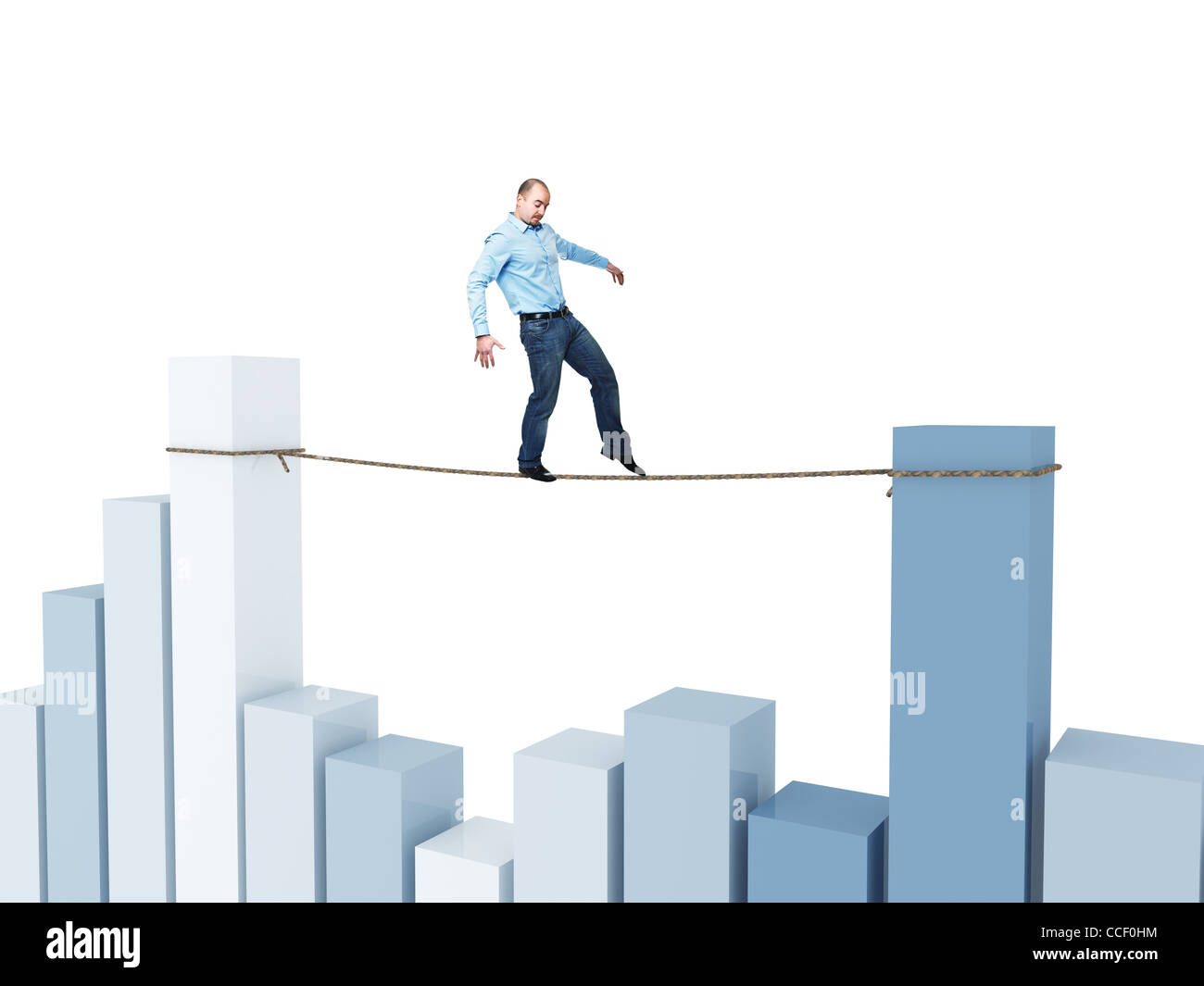 acrobat walk on rope with financial chart background Stock Photo - Alamy