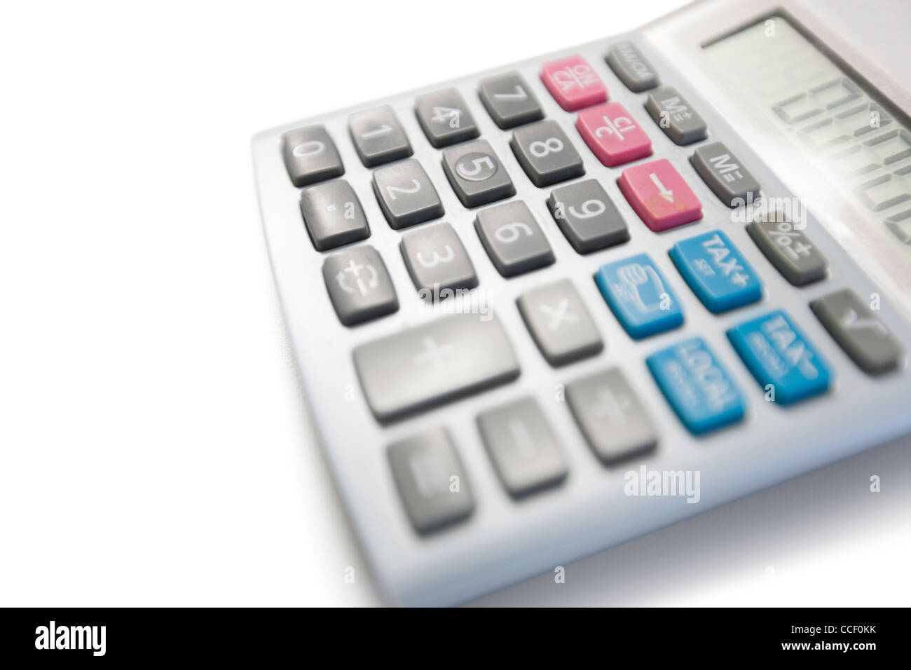 Close-up view of calculator on white background Stock Photo - Alamy