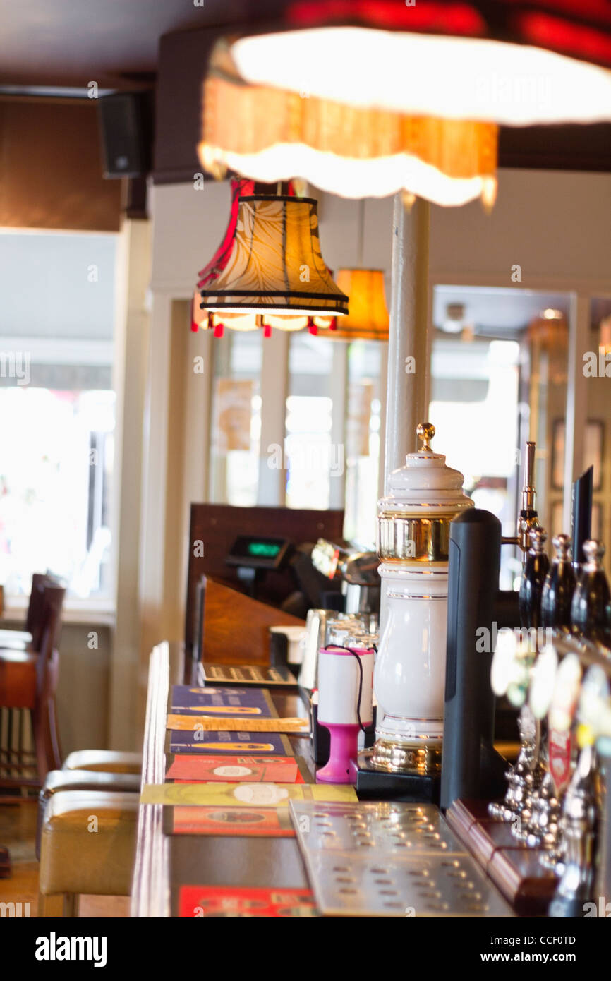 Interior of a pub, bar counter Stock Photo - Alamy