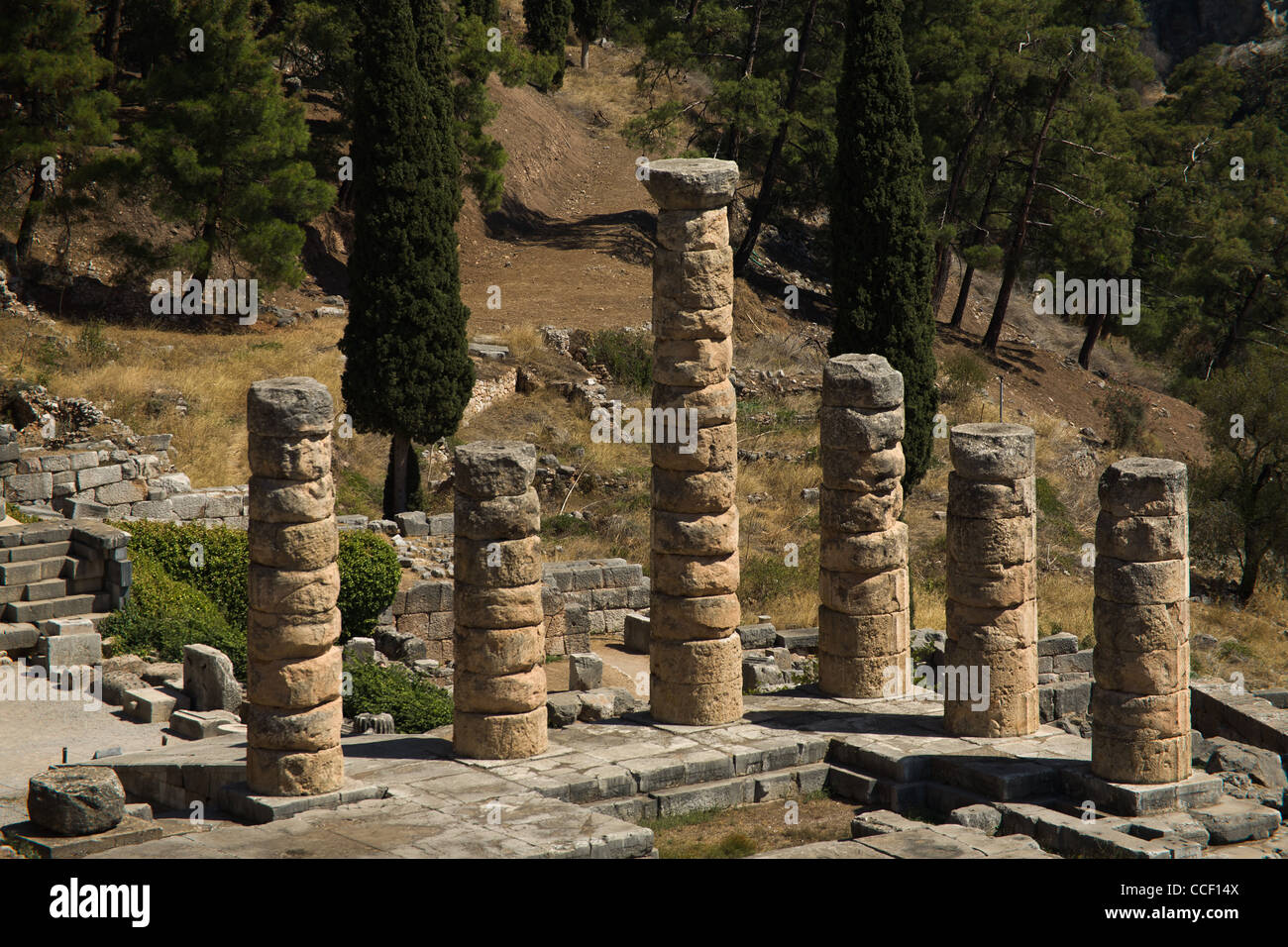 The temple of Apollo at Delphi, Greece Stock Photo - Alamy