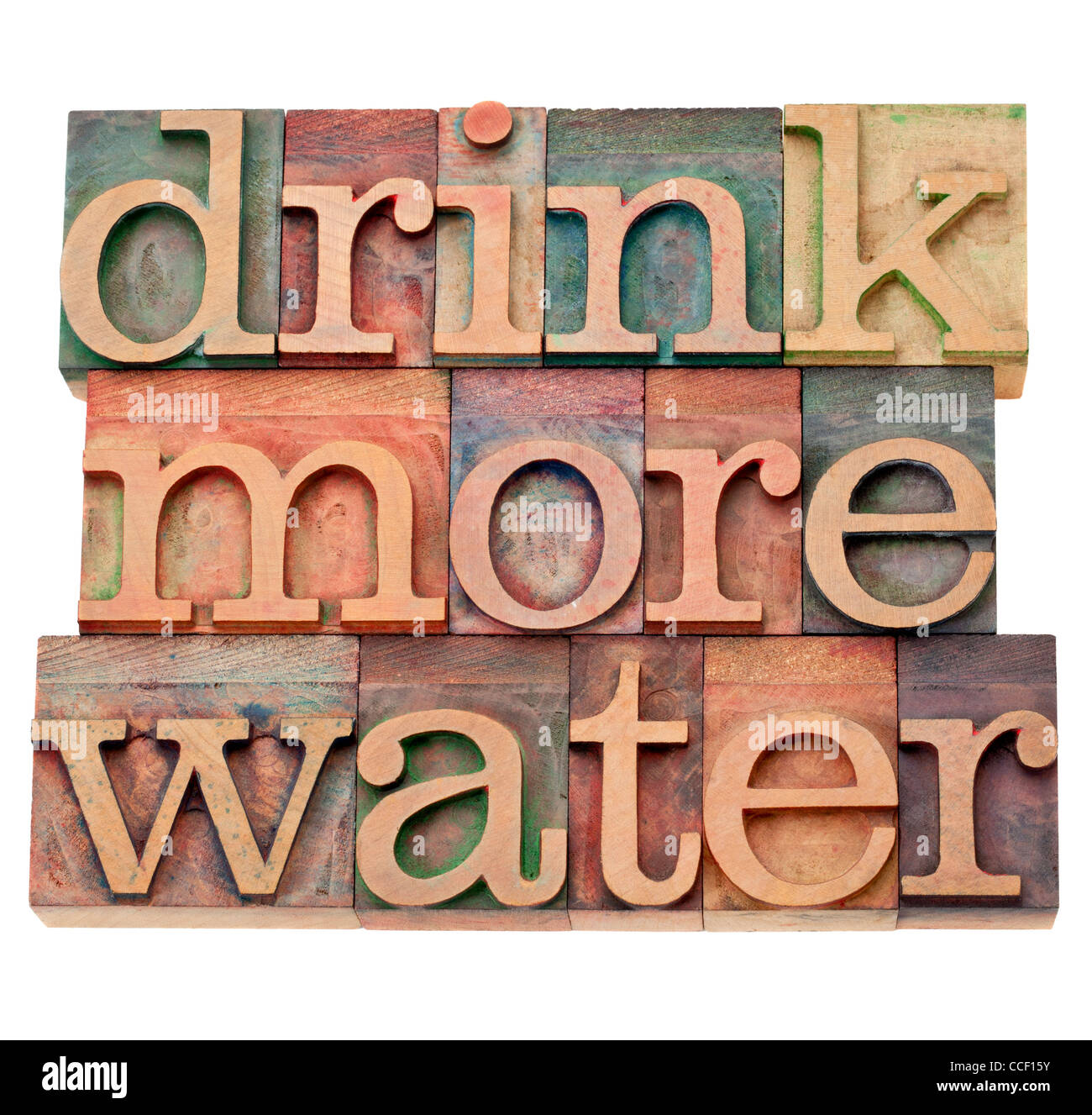 drink more water - hydration concept - isolated text in vintage wood ...