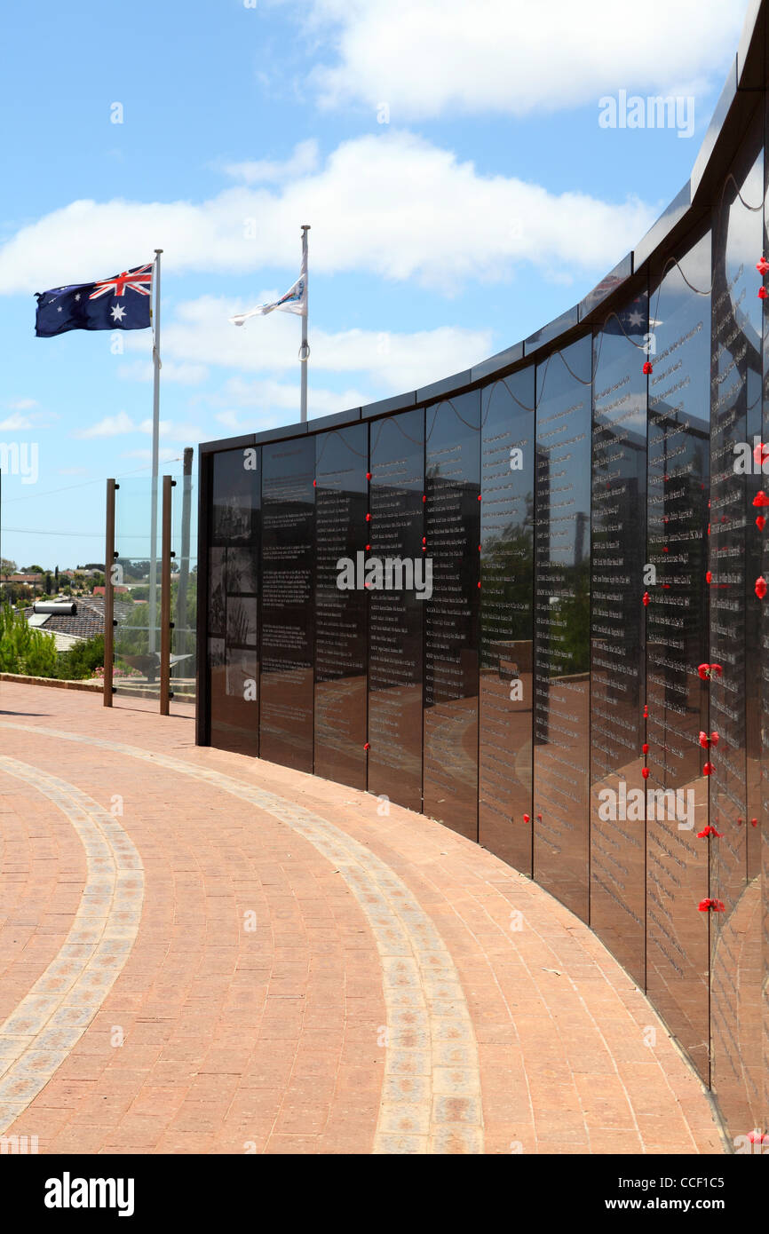 Wall of Remembrance at the HMAS Sydney Memorial at Geraldton in Western ...