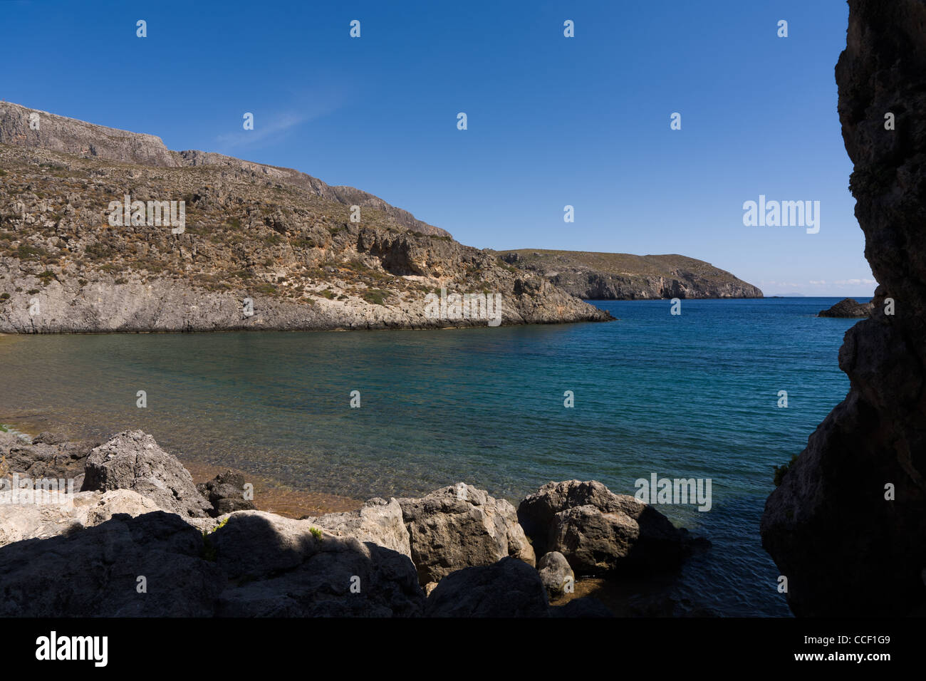 Quiet beach on the shores of Kythera Island, Greece, Ionian Sea Stock ...