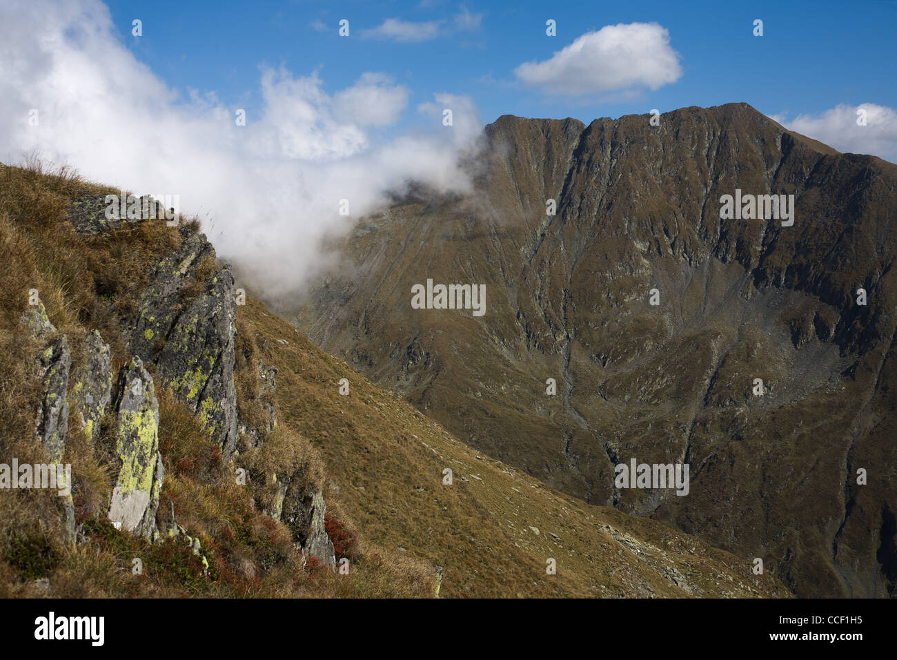 Moldoveanu peak, the highest summit in Romania, Fagaras mountains Stock ...