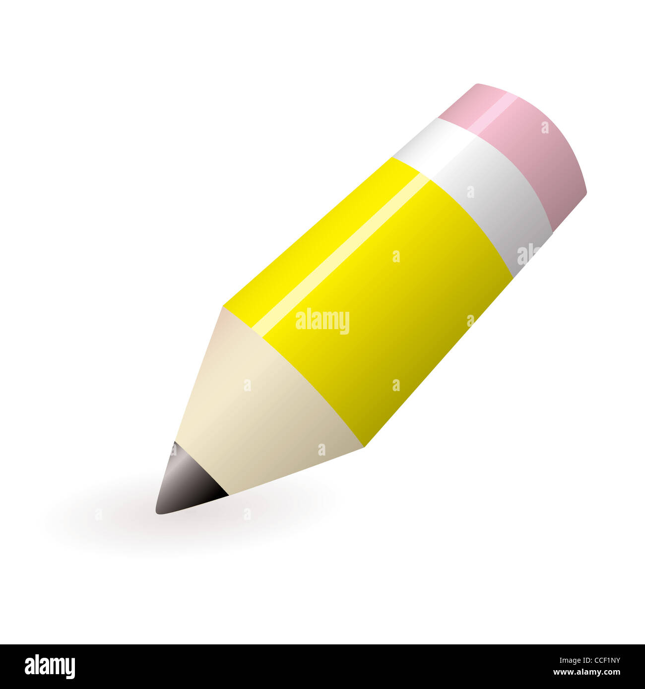 Yellow lead pencil with pink rubber and shadow Stock Photo - Alamy