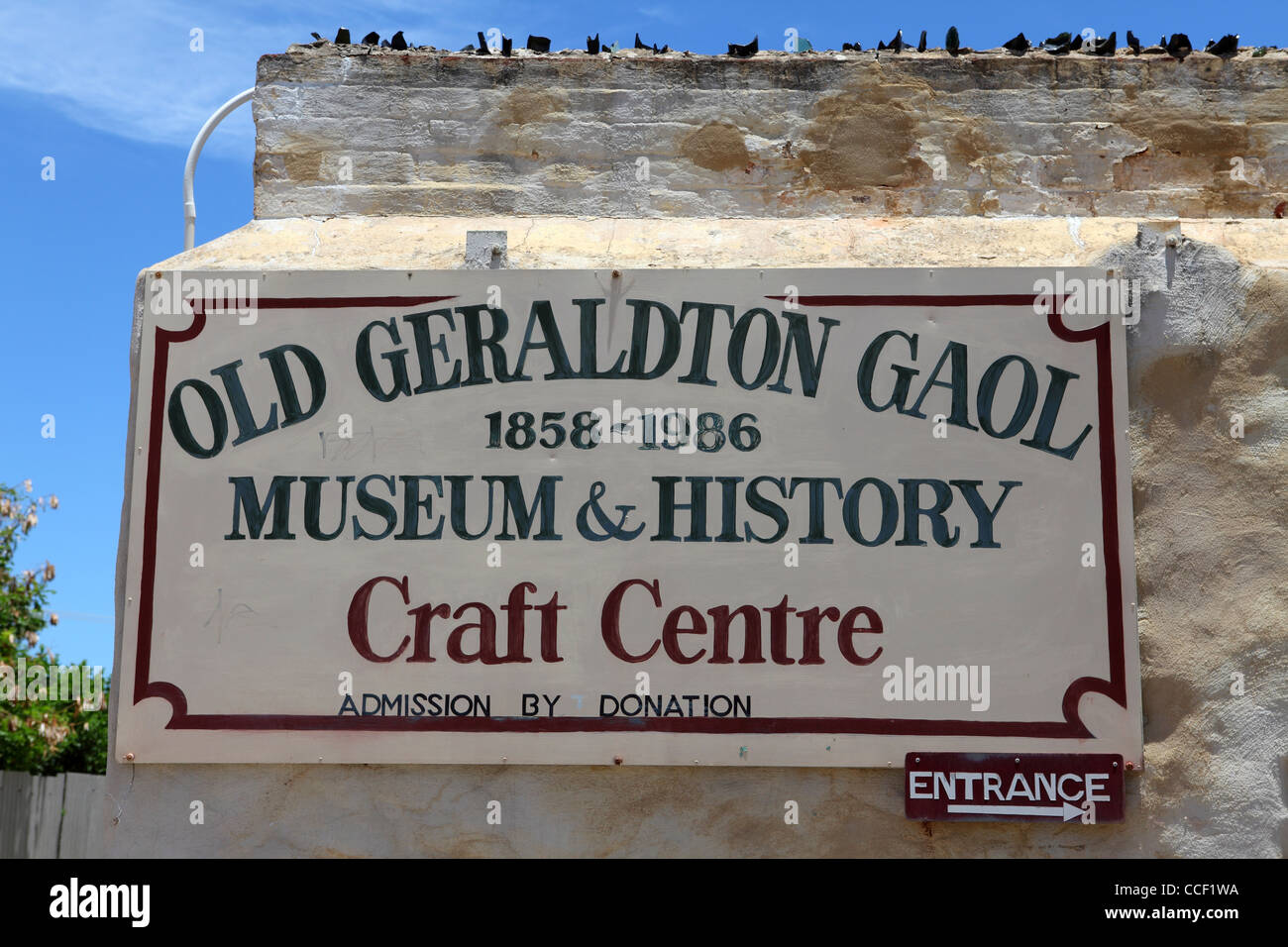Entrance to the Old Geraldton Gaol in Geraldton, Western Australia ...