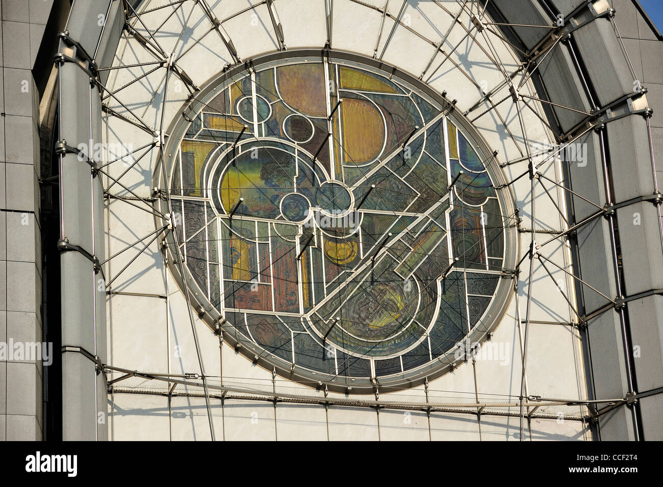 Stained-glass rose window of the Lille Cathedral / Basilica of Notre ...
