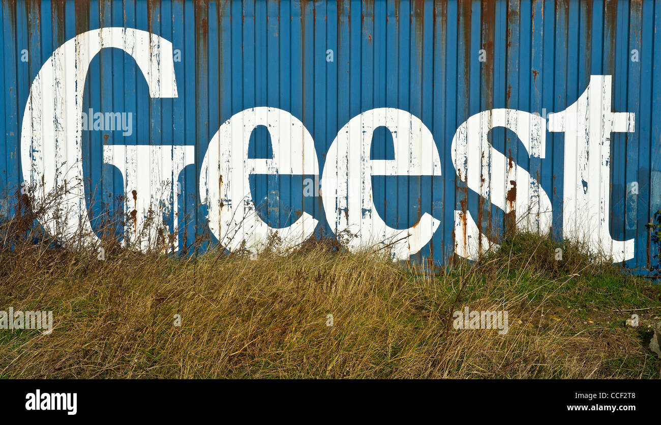 The side of a Geest storage container Stock Photo - Alamy