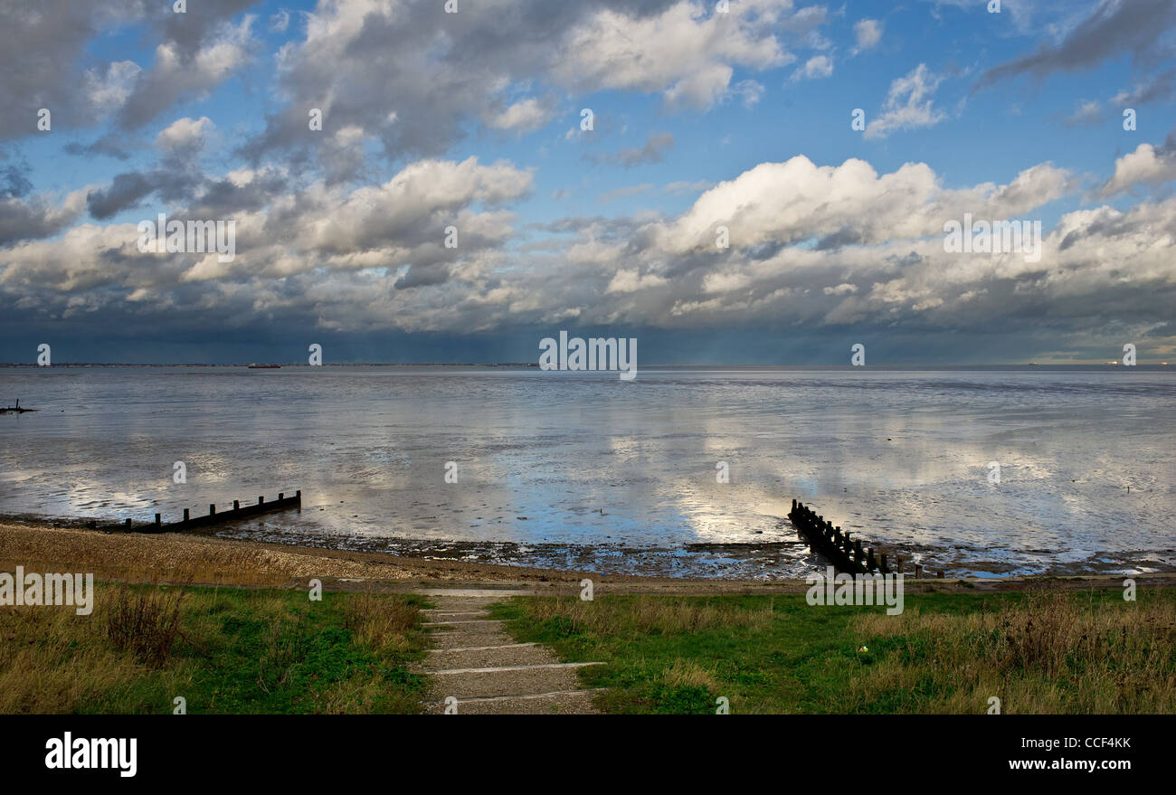 Steps leading down to the Isle of Grain foreshore. The proposed site of ...