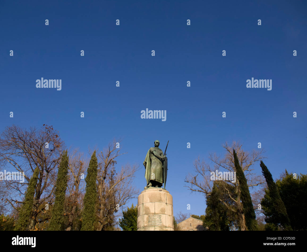 Statue of the first portuguese king D. Afonso Henriques in Guimaraes ...