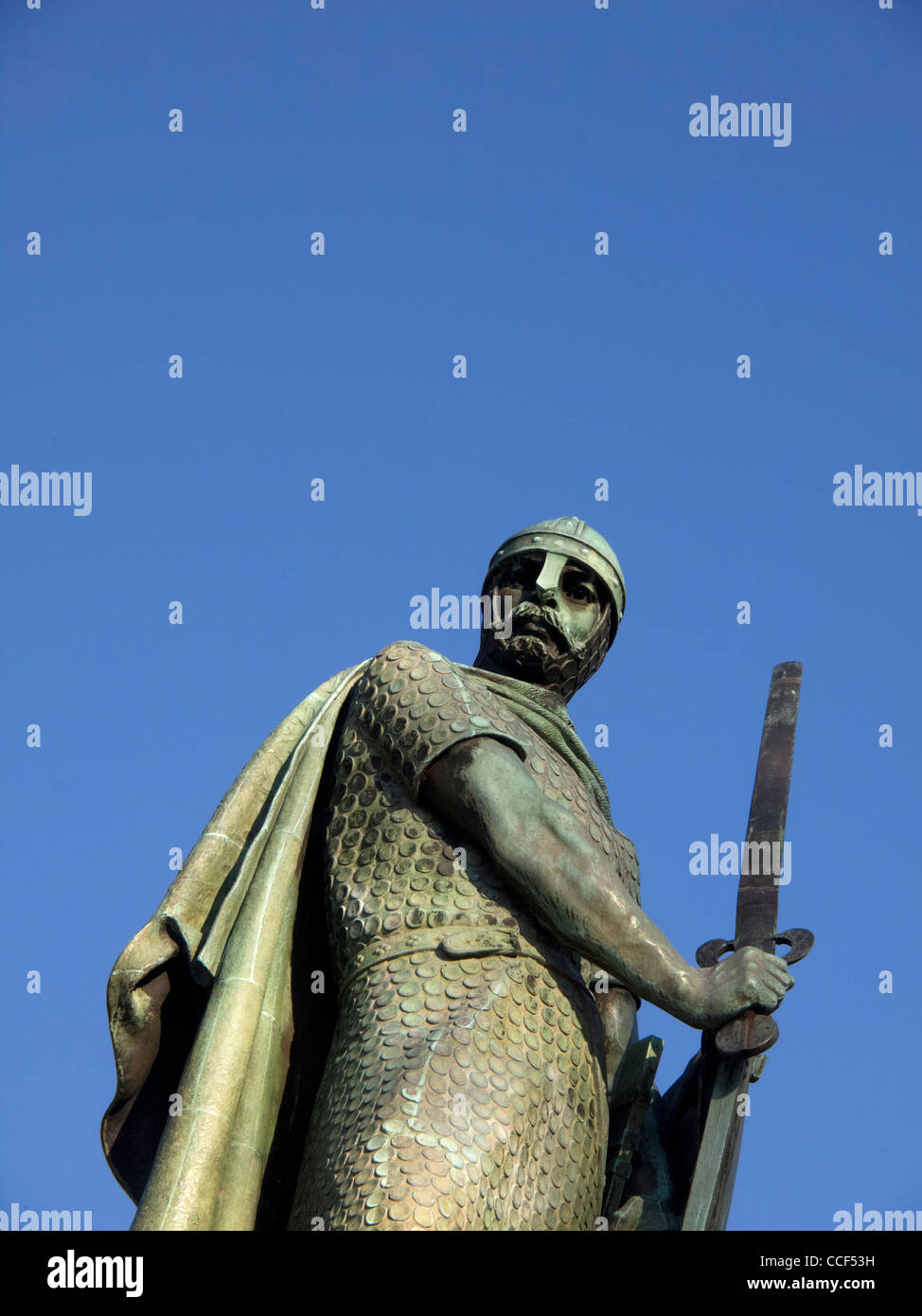 Statue of the first portuguese king D. Afonso Henriques in Guimaraes ...